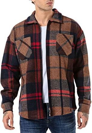 Red Bridge Chemise à Carreaux Veste avec Fermeture éclair Rouge-Bleu GR.S