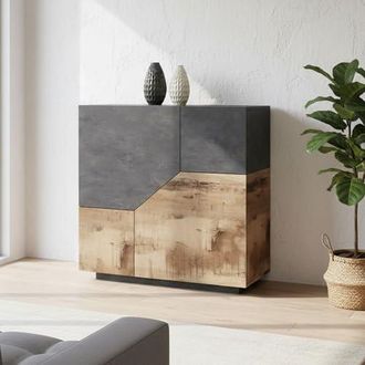 Dmora Kommode Nathan, 2-t&uuml;riges K&uuml;chen-Sideboard, Wohnzimmer-Buffet, 100 % Made in Italy, 100 x 43 x 106 cm, Schiefer und Ahorn