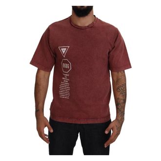 Dolce & Gabbana Maroon Print Rundhals T-Shirt - - Tops - Herren - Braun - S