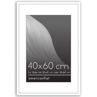 Americanflat Bilderrahmen 40x60 cm Wei&szlig; - Bilderrahmen 30x45 cm mit Passepartout - aus Kunststoff mit poliertem Plexi-Scheibe
