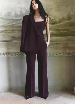 Mango Pantalon de costume taille haute grenat - Femme - 34 - MANGO
