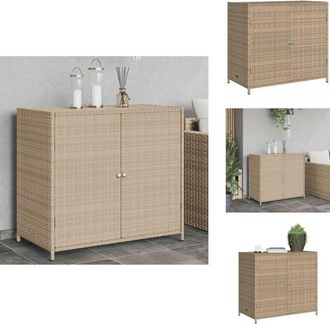 vidaXL Armoire de rangement de jardin beige 83x45x76 cm résine tressée - Coffre De Jardin - Rangement Extérieur - Mobilier De Jardin - Armoire De Jardin