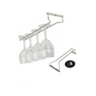 Valiclud Weinglashalter aus Edelstahl Verchromtes Metall Reihig Praktisches Hängen von Stielgläsern Wandhalterung für Küche Bar Restaurant Silberfarben Robust 