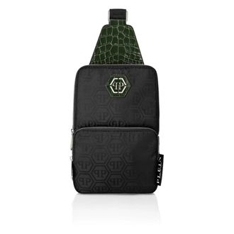 Philipp Plein Crossbody-Tasche aus Nylon und Leder mit Monogramm - - Bags - Herren - Schwarzk - ONE SIZE
