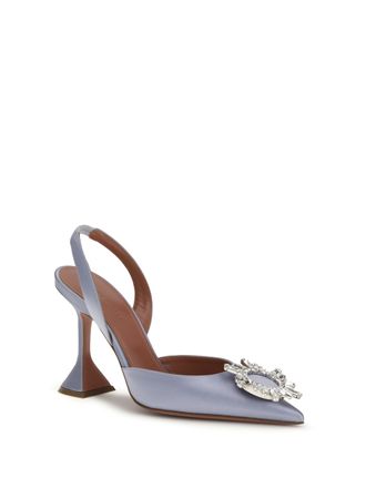 Amina Muaddi Womens Begum Slingback Pumps Lilac-Grey Lilac/grey High Heel Shoes