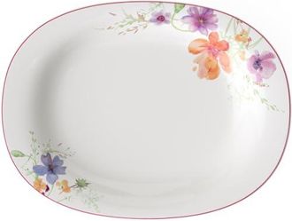 Villeroy & Boch Mariefleur Basic Servierplatte, 34 cm, Premium Porzellan, Wei&szlig;/Bunt