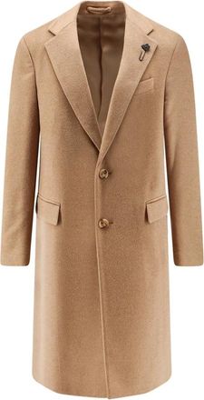 Lardini Kamelfellmantel mit ikonischer Brosche - - Coats - Herren - Beige - L