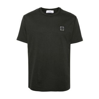 Stone Island Homme, Tops, Gris, Taille: S T-shirt ras du cou en coton avec logo