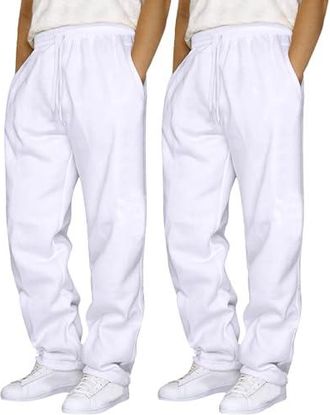 Generic Lot de 2 Pantalon de Jogging Homme Bas de Survêtement Mode Sport Pantalon et Taille Élastique Décontracté Bas de Jogging Doux au Toucher avec Poches W