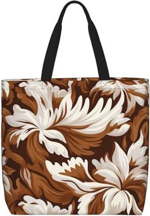Generic Motif Marron Et Blanc Sac Courses R&eacute;utilisable Tote Bag D&eacute;contract&eacute; Sac Cabas Pour Plage Universit&eacute; Travail