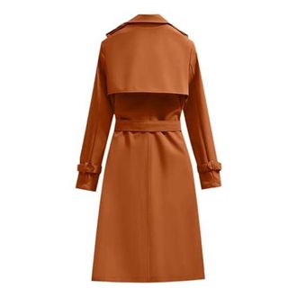Generic Femme Trench-Coat &agrave; Double Boutonnage El&eacute;gant Manches Longues Automne Hiver Revers Veste Longue Manteau avec Ceinture n30