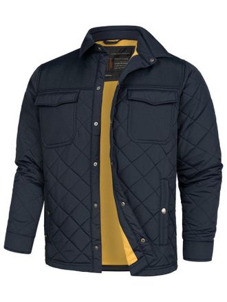 Indicode Steppjacke Herren INDome Herrenjacke Daunen-Optik Gestepptes Overshirt mit Kontrastfutter