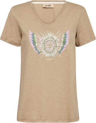 Mos Mosh MOS Mosh, Femme, Tops, Beige, Taille: 44 FR Romi Gethi O-Ss Glam Tee Twill