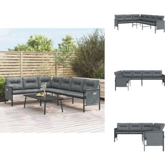 vidaXL Garten-Ecksofa Anthrazit Stahl und Textilene - Gartenm&ouml;bel - Ecksofa - Lounge M&ouml;bel - Au&szlig;enbereichs M&ouml;beln - Balkonm&ouml;bel