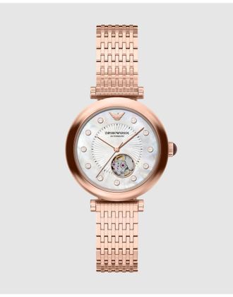 Emporio Armani Archelia montre automatique en acier inoxydable ton or rose-Dor&eacute;