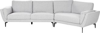 Beliani Sofa Hellgrau aus Stoff 3-Sitzer mit Halber Ecke Gepolstert Minimalistisches Design Moderner Stil Polstersofa Stoffsofa Ecksofa Wohnzimmer