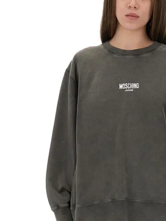 Moschino Logo Cotton Sweatshirt - Gray