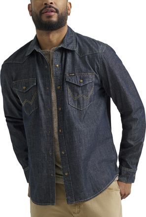 Wrangler Iconic Denim Herren-Hemd, Normale Passform, Druckkn&ouml;pfe, Canyon Wash, XX-Large