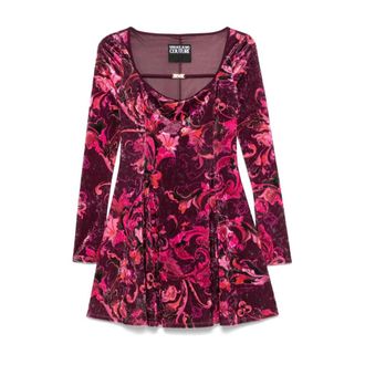 Versace Jeans Couture Porcelain Barocco Velvet Mini Dress - - Dresses - Damen - Mehrfarbig - S