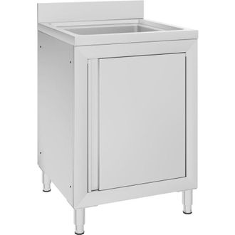 vidaXL Vidaxl - &Eacute;vier de cuisine commercial 60x60x96 cm - Acier inoxydable anti-corrosif - Armoire de rangement int&eacute;gr&eacute;e - Pieds r&eacute;glables pour surfaces