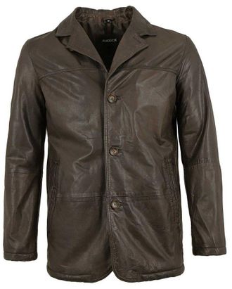 Maddox Lederjacke MADDOX - Herren Lederjacke Sakko Lammnappa dunkelbraun