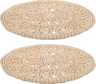 Cabilock 2 St&uuml;ck Handgewebtes Tischset aus Maisstroh Hitzebest&auml;ndige Bunte Platzmatten Schmutzabweisend Multifunktional f&uuml;r Esstisch und K&uuml;chentisch