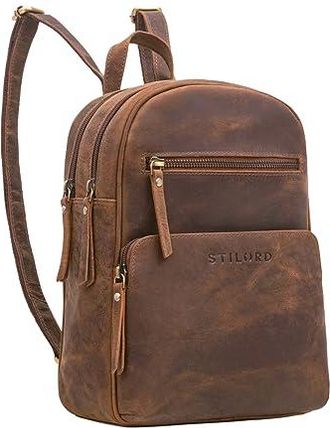 STILORD Fabienne Sac &agrave; Dos feminin petit cuir v&eacute;ritable mode Sac de transport anti-voleur Sac de tous les Jours, Couleur:vinto - marron