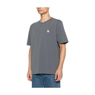 Maison Kitsun&eacute; Fox Head Patch Classic T-Shirt - - Tops - Herren - Grau - 2XL
