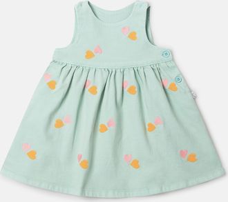 Stella McCartney Heart-Embroidered Gabardine Dress, Woman, Green, Size: 24m