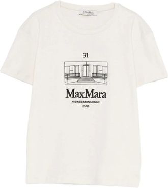 Max Mara Femme, Tops, Blanc, Taille: 40 FR T-shirt &agrave; manches courtes et col rond