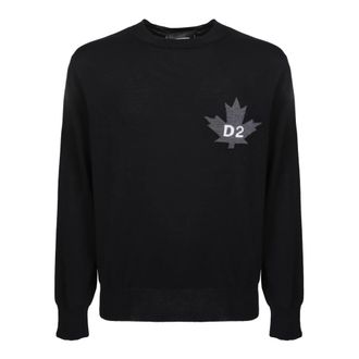 Dsquared2 Homme, Pulls, Noir, Taille: S Tricot Noir Maple Leaf SweaT-shirt