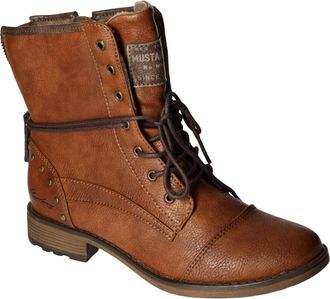 Mustang Jeans Damen Stiefelette Boot Nieten schaftumspielende Schn&uuml;rung l&auml;ssig 1265-508, Gr&ouml;&szlig;e:37 EU, Farbe:Braun