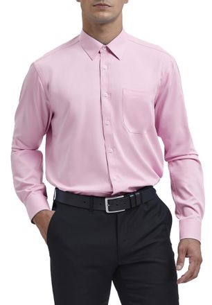 Hisdern Herren Rosa Hemd Langarm Businesshemd Regular Fit Hemd aus Bambusfaser Freizeithemd Bügelfreies Herrenhemd mit Brusttasche,3XL