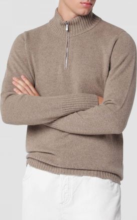 Drumohr Pullover mit hohem Kragen und halbem Rei&szlig;verschluss aus reiner Lammwolle