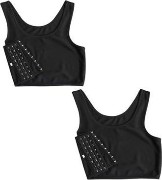 Generic Autre col d&eacute;quipe confortable et confortable... d&eacute;bardeur, chemisier de compression de poitrine pour femme, Noir, XL