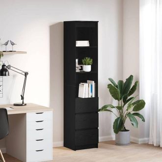 vidaXL Vidaxl - Buffet haut ch&ecirc;ne noir 37,5x35x180 cm bois ding&eacute;nierie