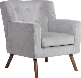 Clp Sessel Kioni mit Cordbezug, Polstersessel mit Armlehnen, Ohrensessel bis 150 kg, Relaxsessel, Fernsehsessel, Wohnzimmer, Farbe:grau