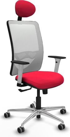 Piqueras y Crespo Drehstuhl mit Rollen Zulema mit wei&szlig;en und schwarzen Armlehnen, h&ouml;henverstellbare Lendenwirbelst&uuml;tze und festes Kopfteil, ausgestattet mit Sincro 3 Po