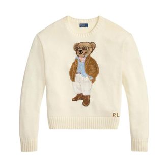 Polo Ralph Lauren Femme, Pulls, Beige, Taille: 38 FR Polo Bear Round-Neck Sweater