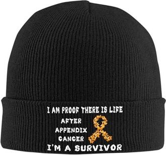 Generic Bonnet Thermo Je suis La Preuve quil Y A Une Vie Apr&egrave;s Un Cancer De LAppendice, Je suis Une Survivante. Coupe-Vent Chapeau Thermique Bonnet en Tricot 
