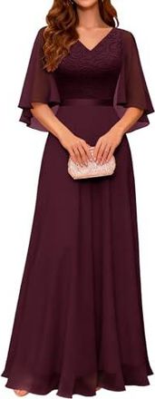 Dresstells Robe de Soir&eacute;e Femme &Eacute;l&eacute;gante en Col V pour Cocktail C&eacute;r&eacute;monie Bal de Promo, Robe Demoiselle dhonneur Femme pour Mariage Invit&eacute; avec Manches Courtes B