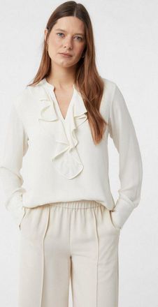Comma Langarmbluse Bluse Chiffonbluse mit Volant-Ausschnitt