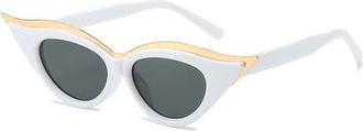 Generic Lunettes de soleil oeil de chat uniques 2026 pour femme rétro nuances noires lunettes de soleil femme petit cadre vintage, blanc, taille unique