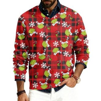 Generic Le Grinch Pull De Noel Homme The Pulls Enfant Vetement Deguisement Sweatshirts Sweat Christmas Sweats Famille Costume Drole Noel col Rond Femme zippé 