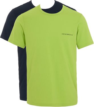 Emporio Armani Herren Pure Cotton 2-Pack T-Shirt, blau, XL