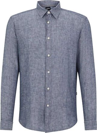 HUGO BOSS Liam Hemd f&uuml;r Herren, Mit Kragen, Lang&auml;rmlig (Dunkelblau)