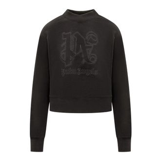 Palm Angels Besticktes Crewneck-Sweatshirt - - Sweatshirts & Hoodies - Damen - Schwarzk - S