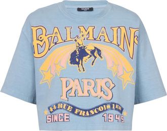 Balmain Western T-Shirt - - Tops - Damen - Blau - M
