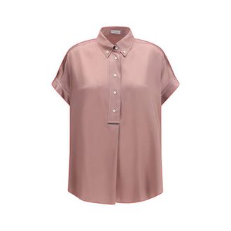 Brunello Cucinelli Silk Short-Sleeved Shirt - Pink