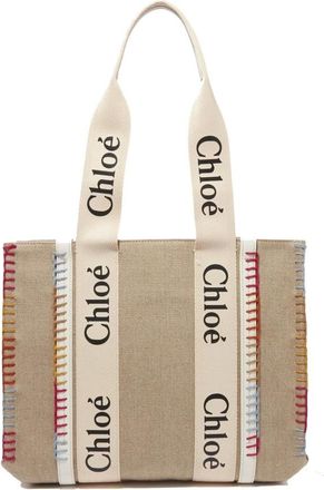 Chlo&eacute; Femme, Sacs, Beige, Taille: ONE Size Woody Medium Tote Bag